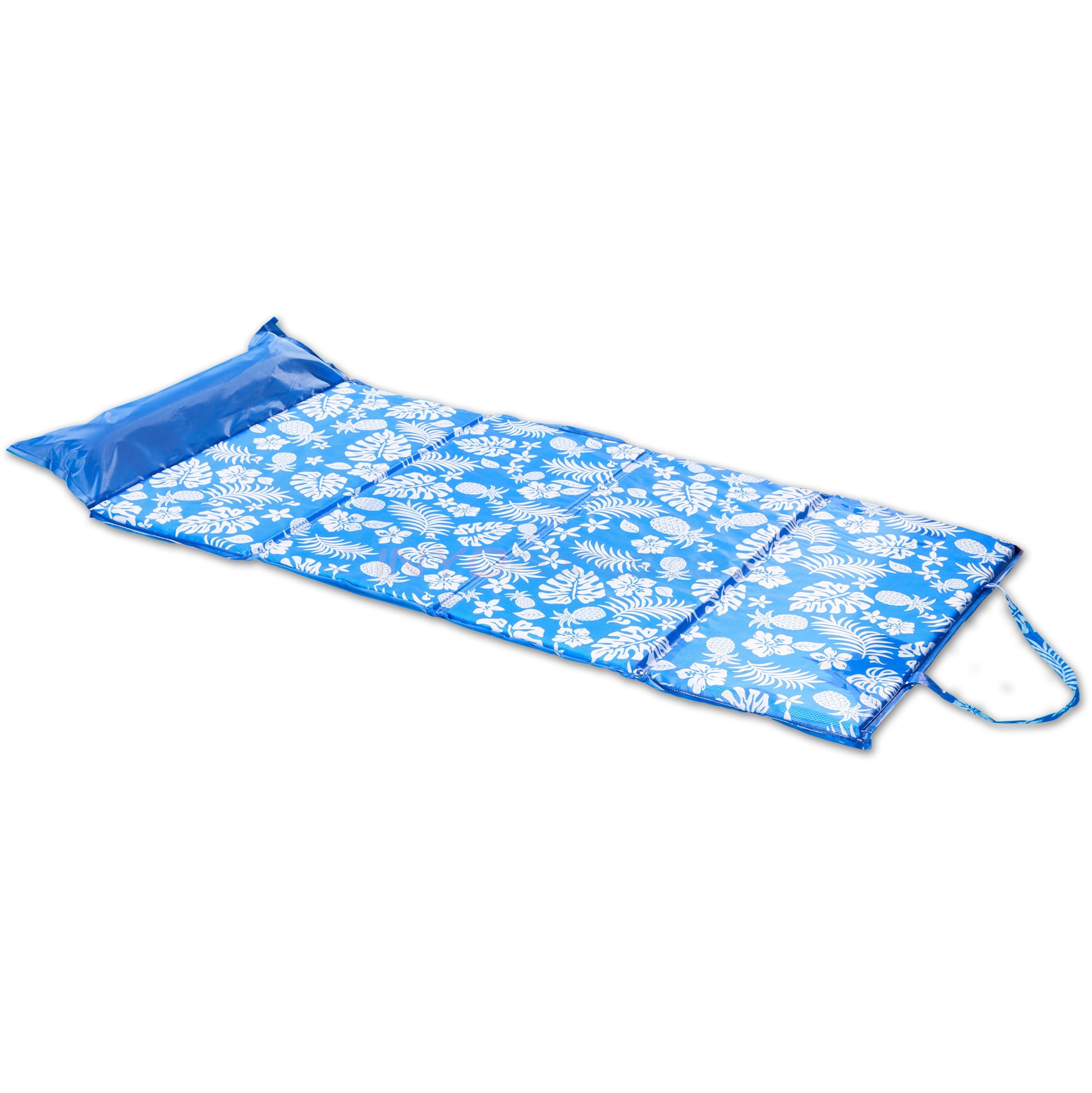 Aqua LEISURE 3-in-1 Foldable Pool Float Mat - Blue Pineapple Hibiscus ...