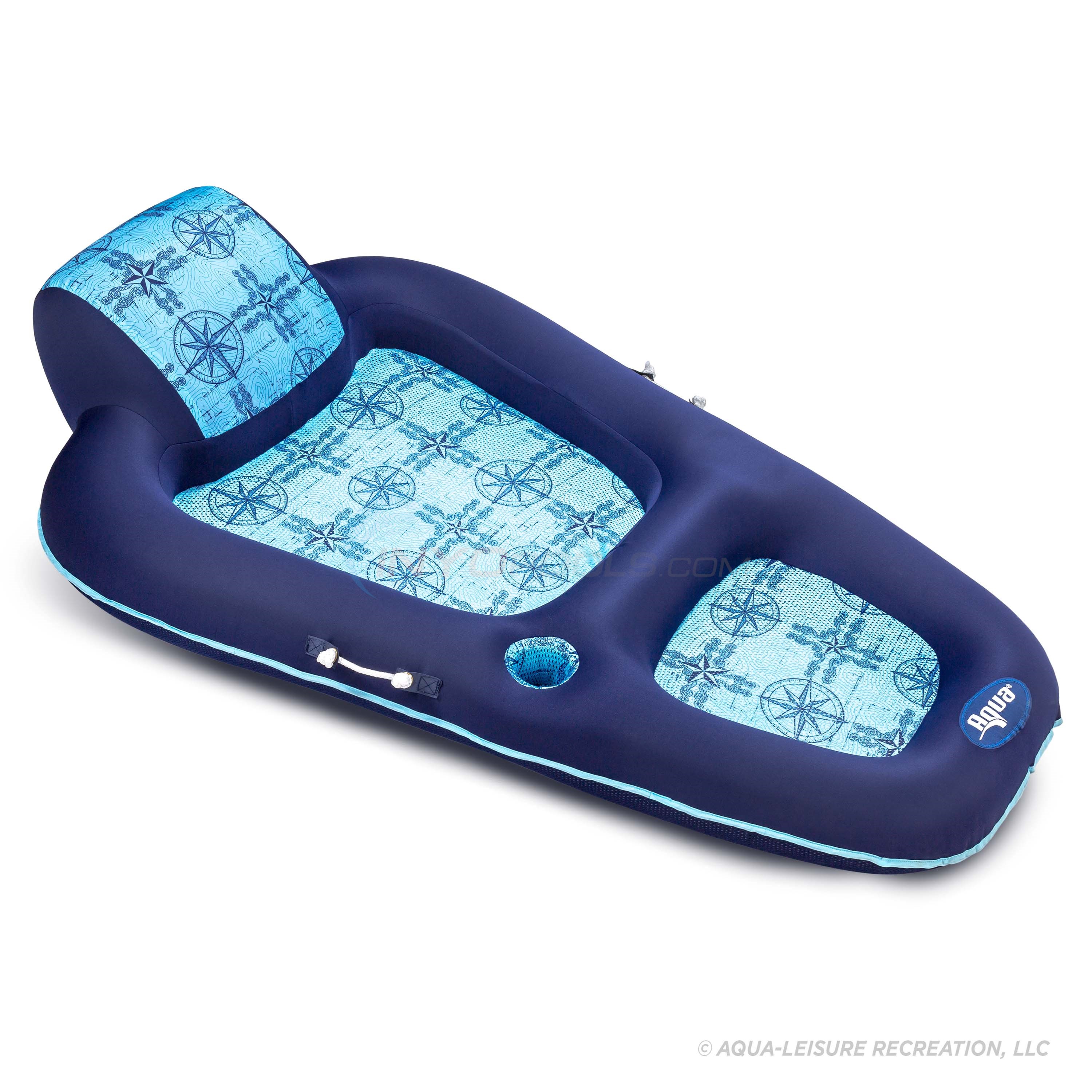 Aqua Luxury Water Lounge - Backrest & Footrest, Navy/Light Blue ...