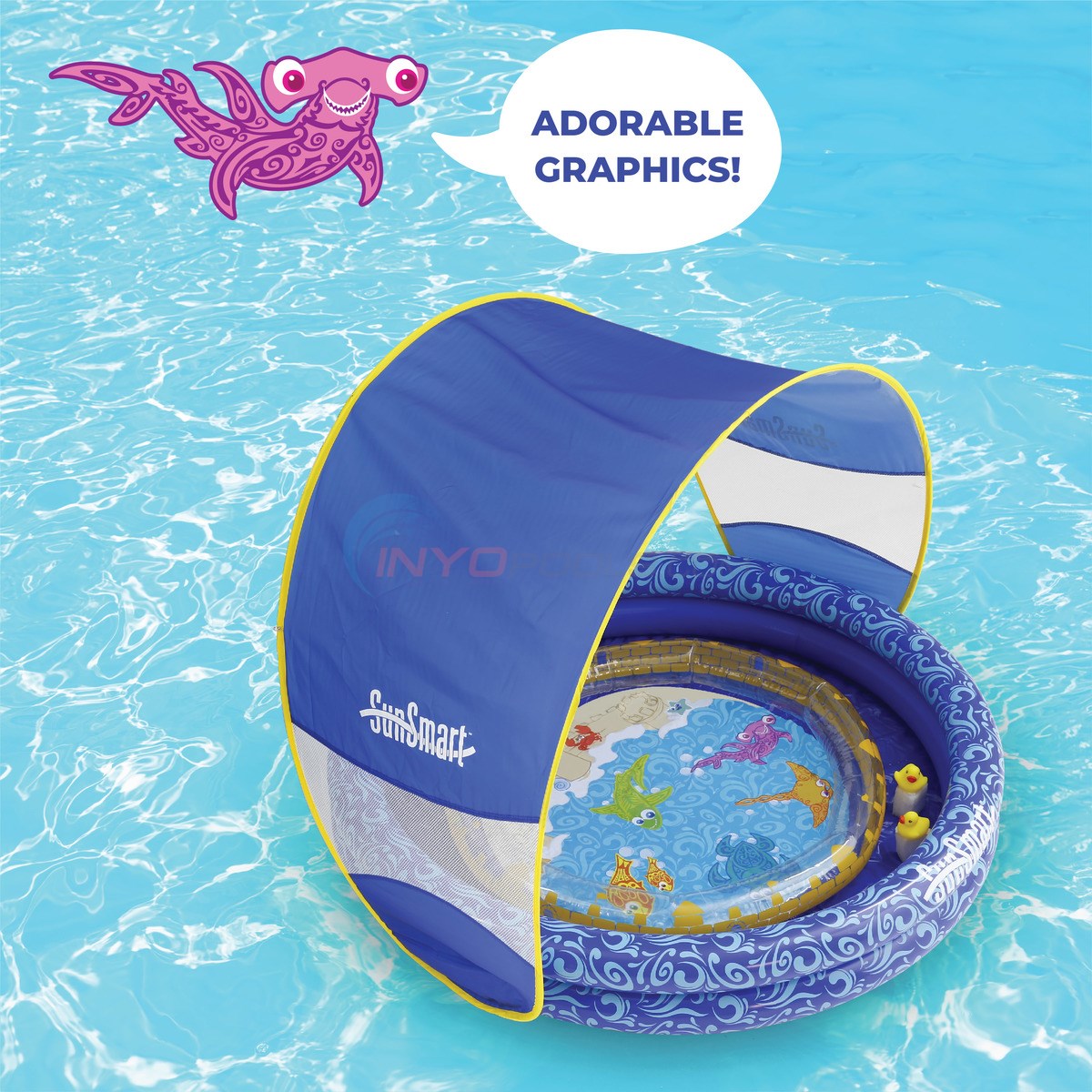 SunSmart Lazy River Kiddie Pool with Two Toy Duckies, Inflatable Kids ...