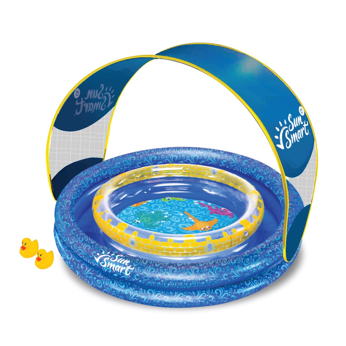 SunSmart Lazy River Kiddie Pool with Two Toy Duckies, Inflatable Kids ...