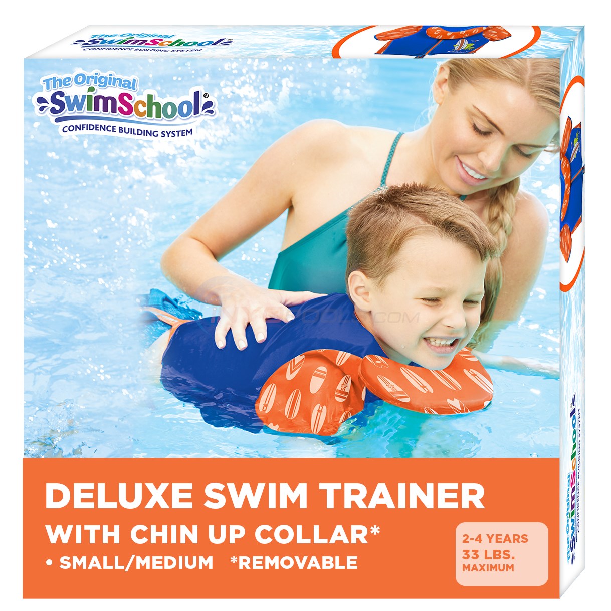 SwimSchool Swim Trainer Vest with UPF50 Shoulder Sleeves - Blue/Orange ...
