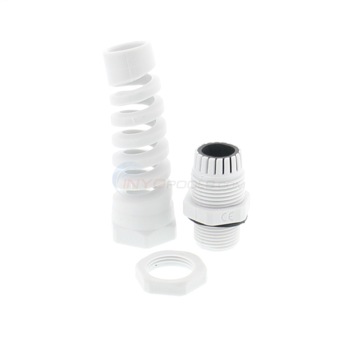 Pigtail, Nylon Flex, Gray, with Nut & Washer; (Single) - INYOPools.com