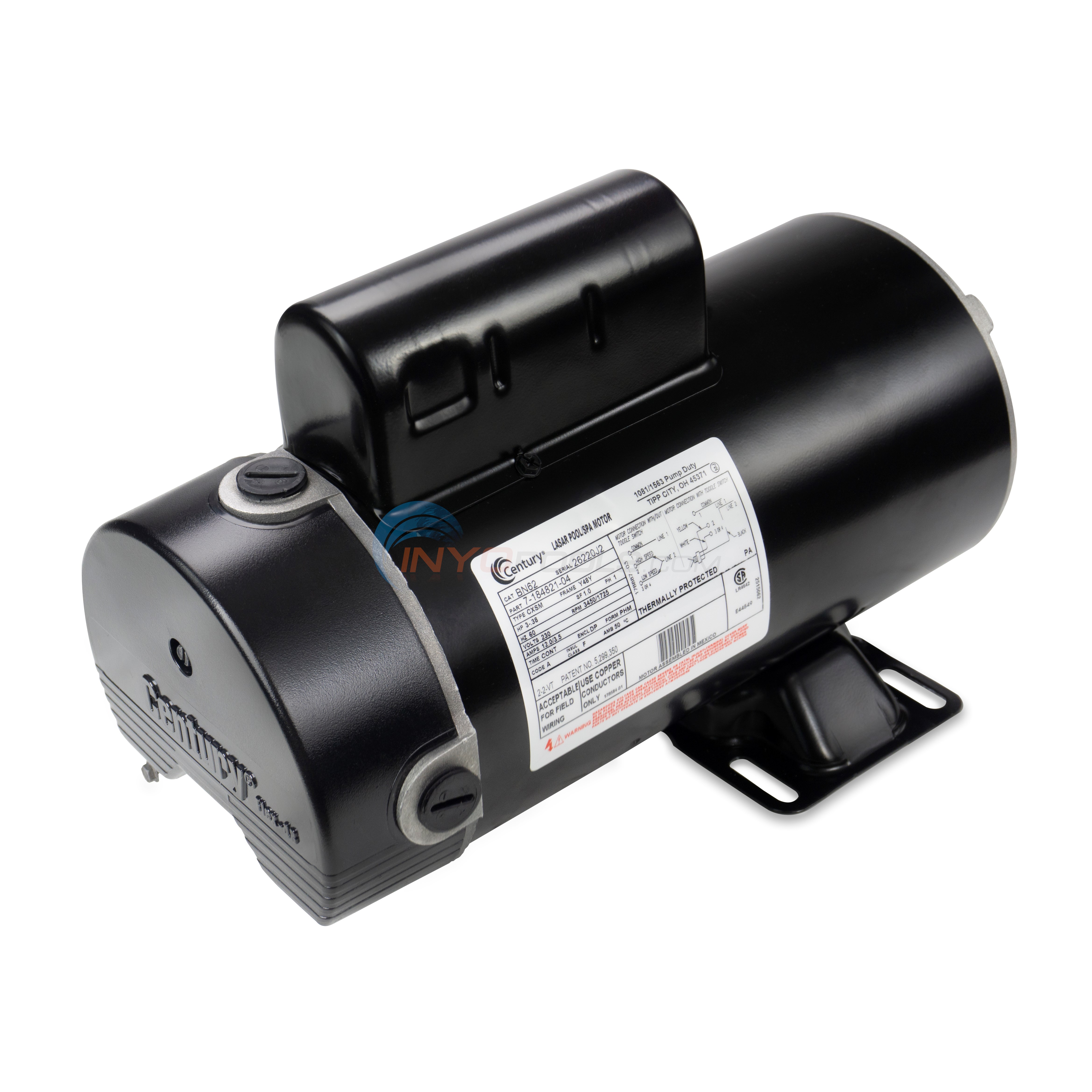 Century (A.O. Smith) 3.0 HP Up Rate Low Amps Motor, Thru Bolt Motor ...