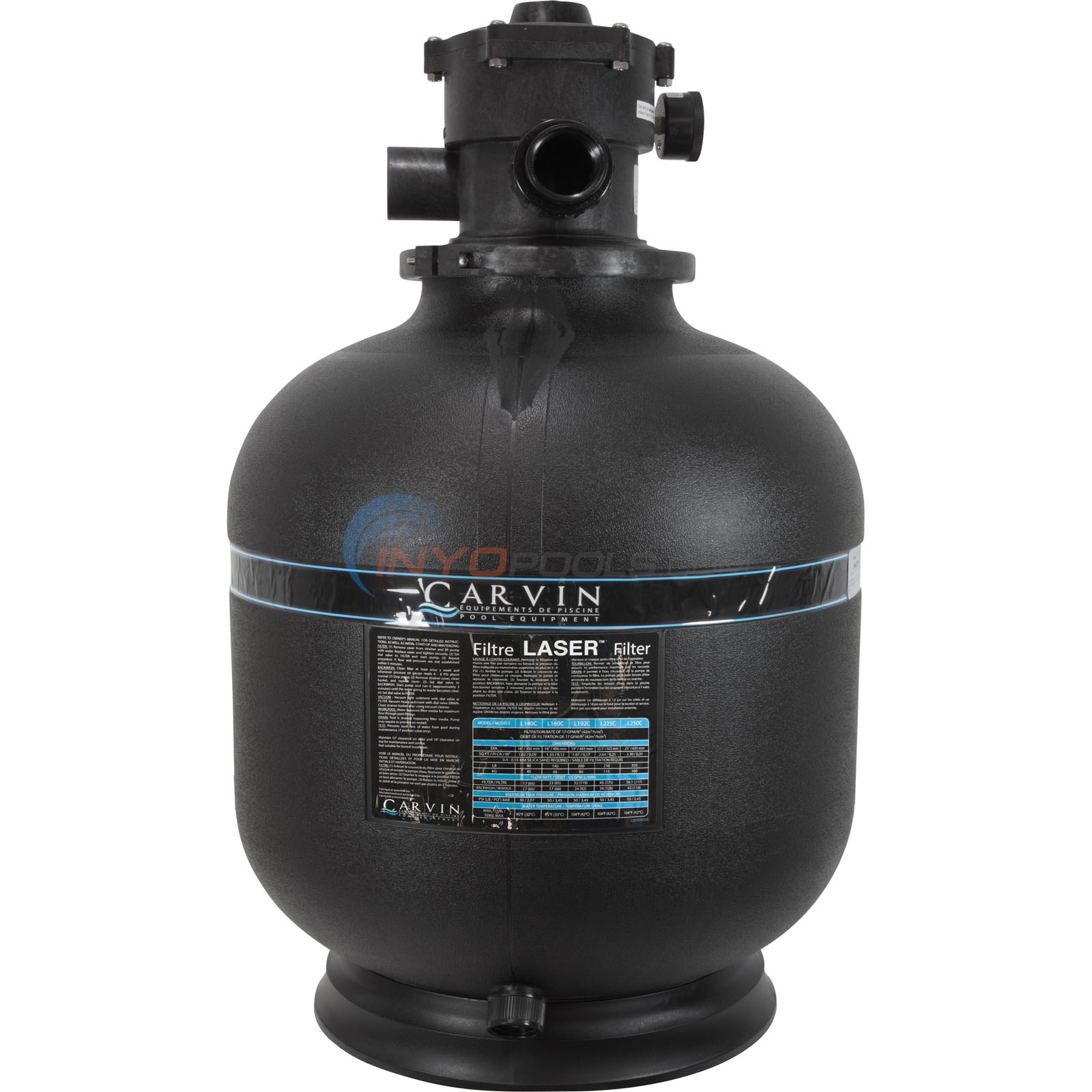 Laser Sand Filter, Top Mount, L225-7C, 22-1/2", 1-1/2" Valve ...