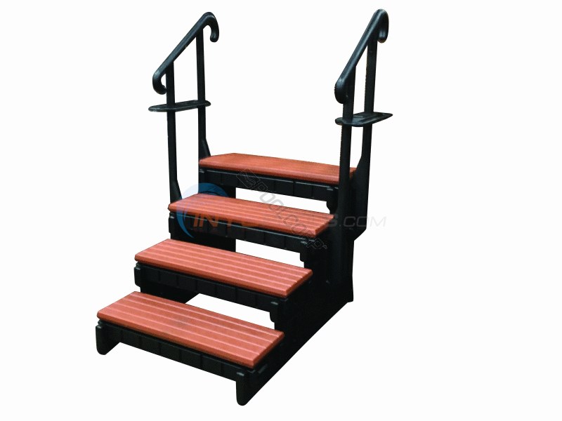 Confer Plastics Signature Spa Steps, 4 Tread, Black Frame with Redwood ...