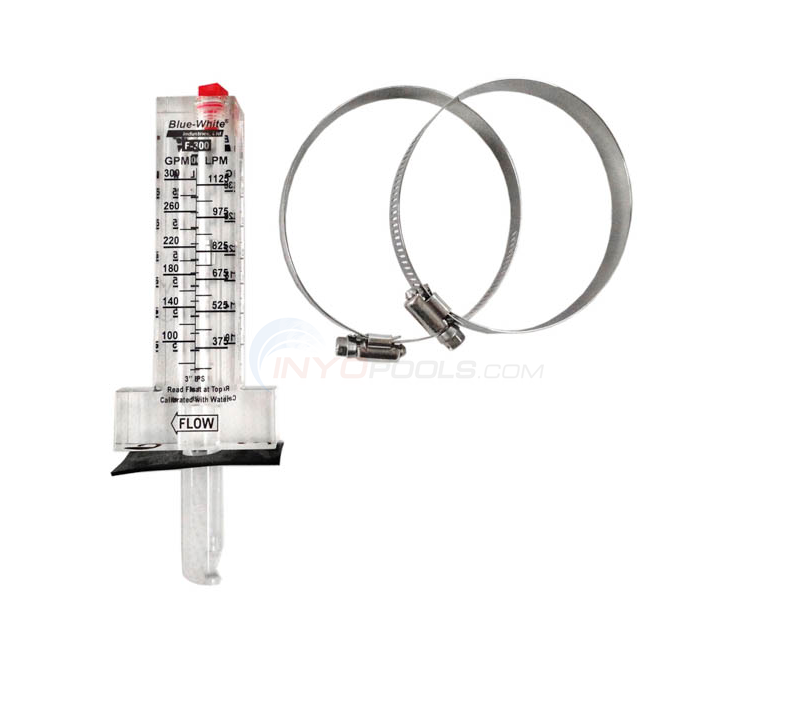 Blue White F30300P, 3" Horizontal Flow Acrylic Flow Meter, 45-240 GPM ...