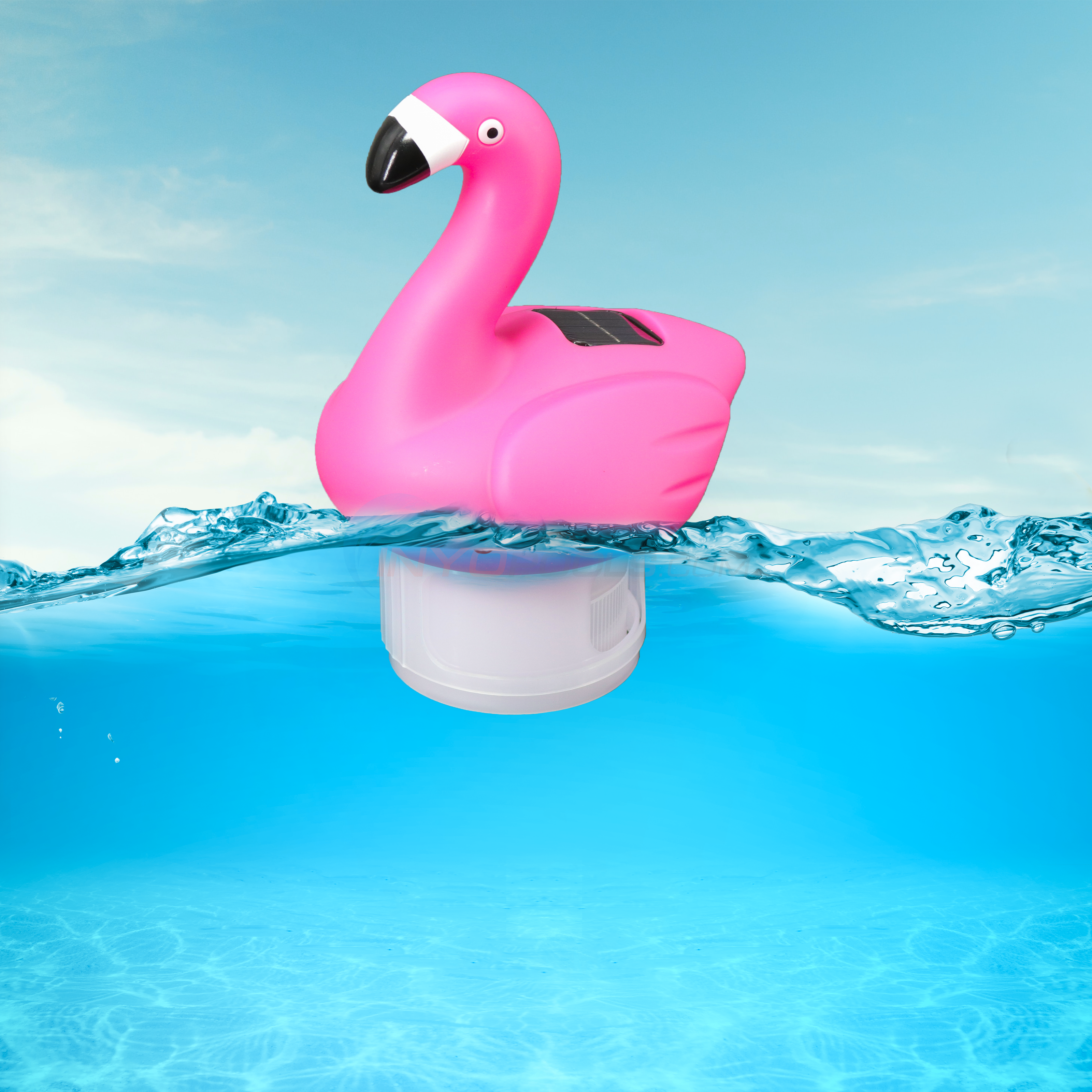 Pink Flamingo Solar Floating Chlorine Tablet Dispenser, Lights Up at ...