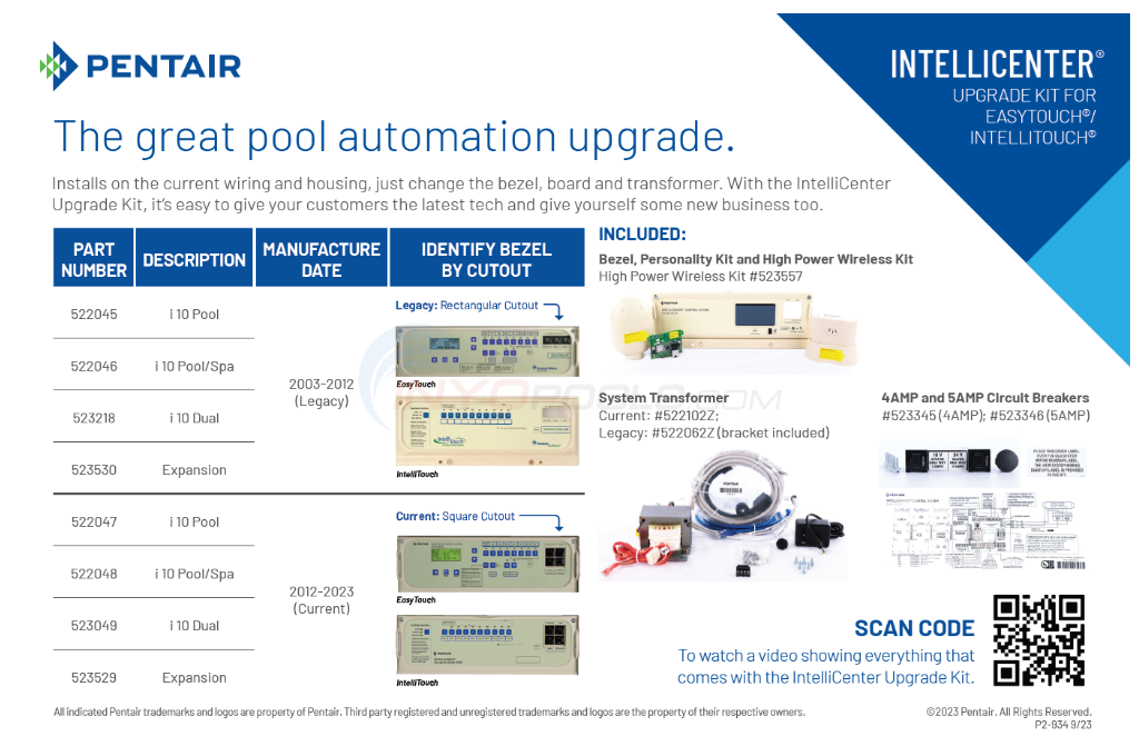 Pentair IntelliTouch and EasyTouch Upgrade Kit, i10PS, After 2012 ...