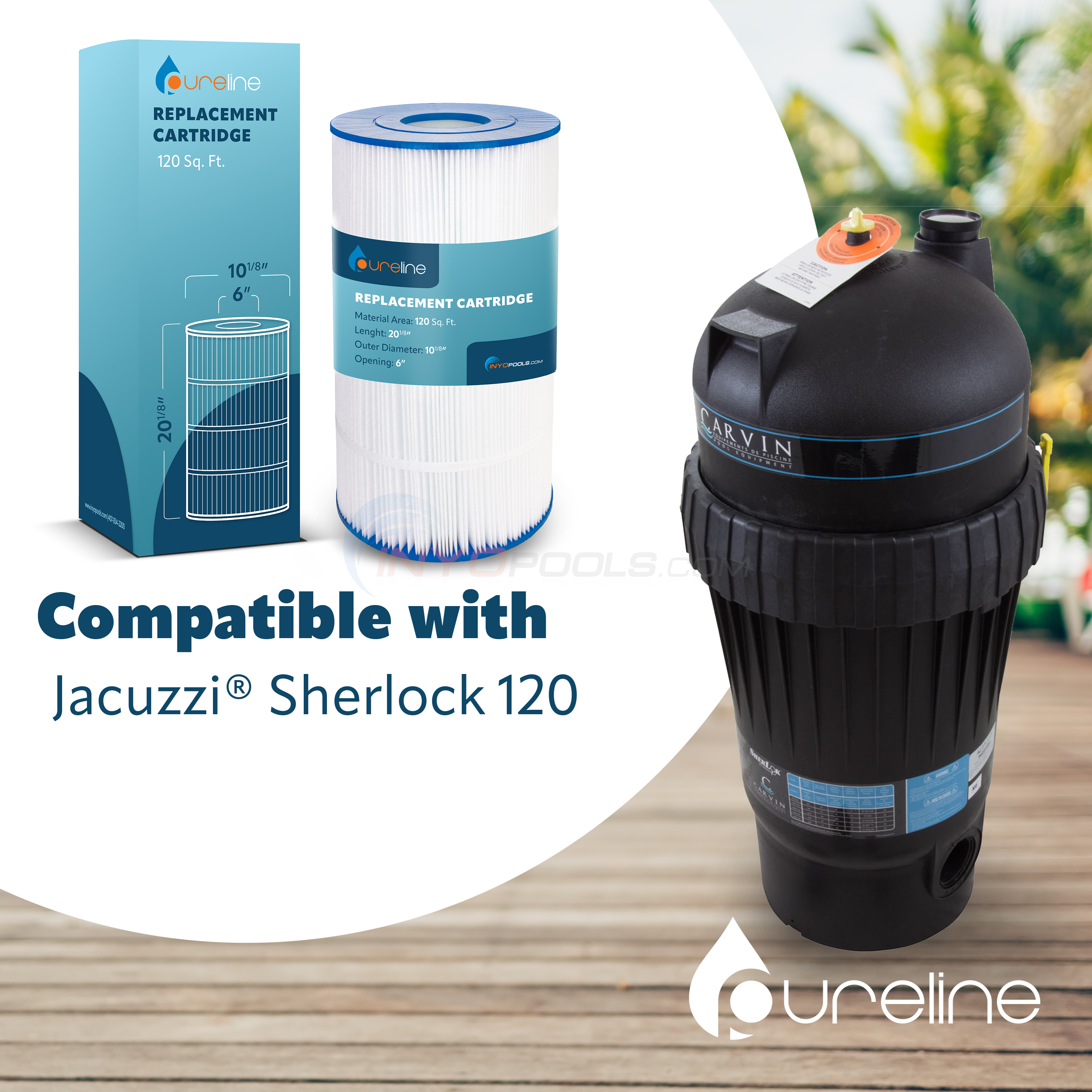 Pureline 120 Sq. Ft. Replacement Cartridge Compatible with Jacuzzi ...