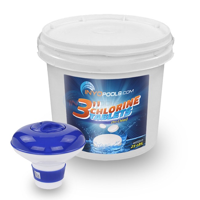 InyoPools 3 Inch Pool Chlorine Tablets - 25 lbs, with Free Floater ...