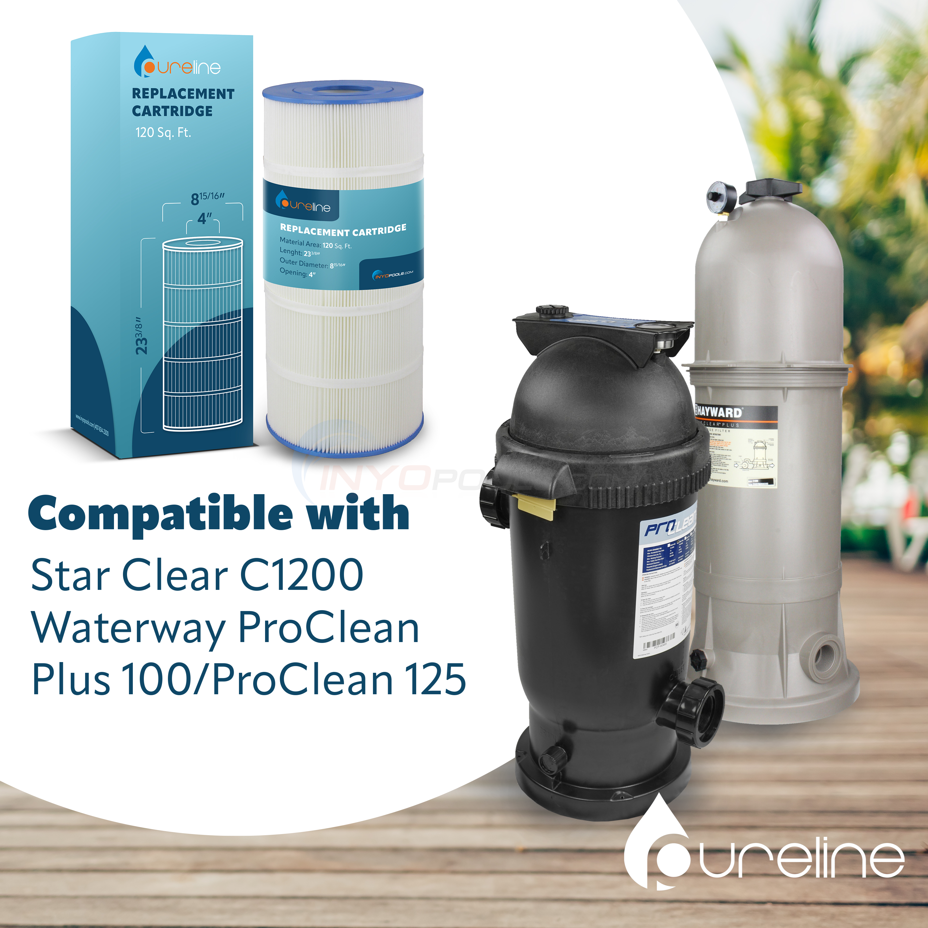 Pureline C-1200 CX1200RE Replacement Cartridge for Hayward® Star Clear ...