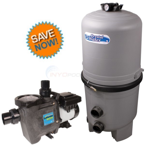Waterway Combo Power Defender 165 Pool Pump And Crystal Water 48 sqft D ...