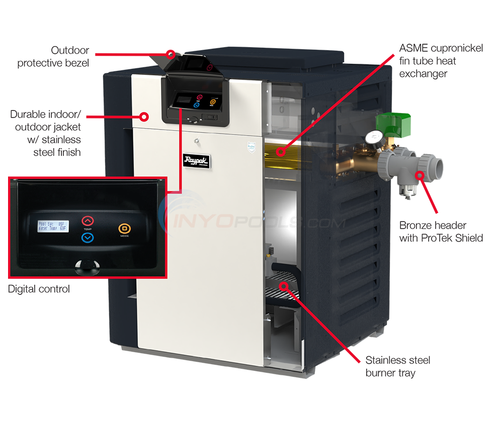 Raypak Professional ASME Digital Propane Heater, 266,000 BTU, Cupro ...