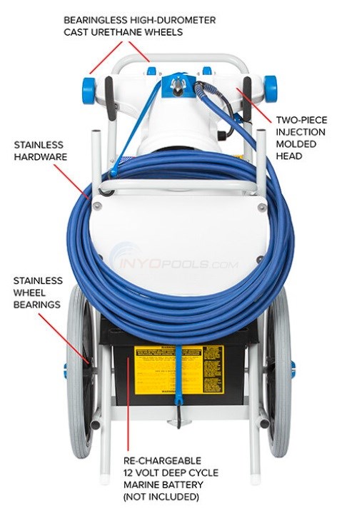 HammerHead Portable Vacuum with 21" Head, 60' Cord, and Charger ...