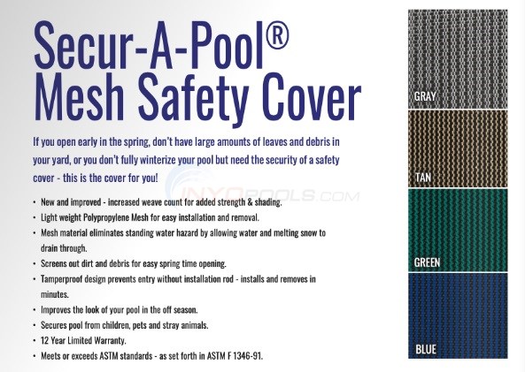 15 Year Grey Mesh Custom Secur-A-Pool Safety Cover - Wallace ...