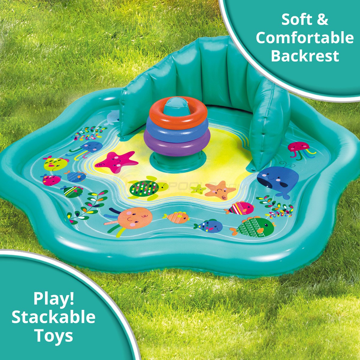 Aqua Leisure Stack N' Play Splash Mat with Removable Canopy - INYOPools.com