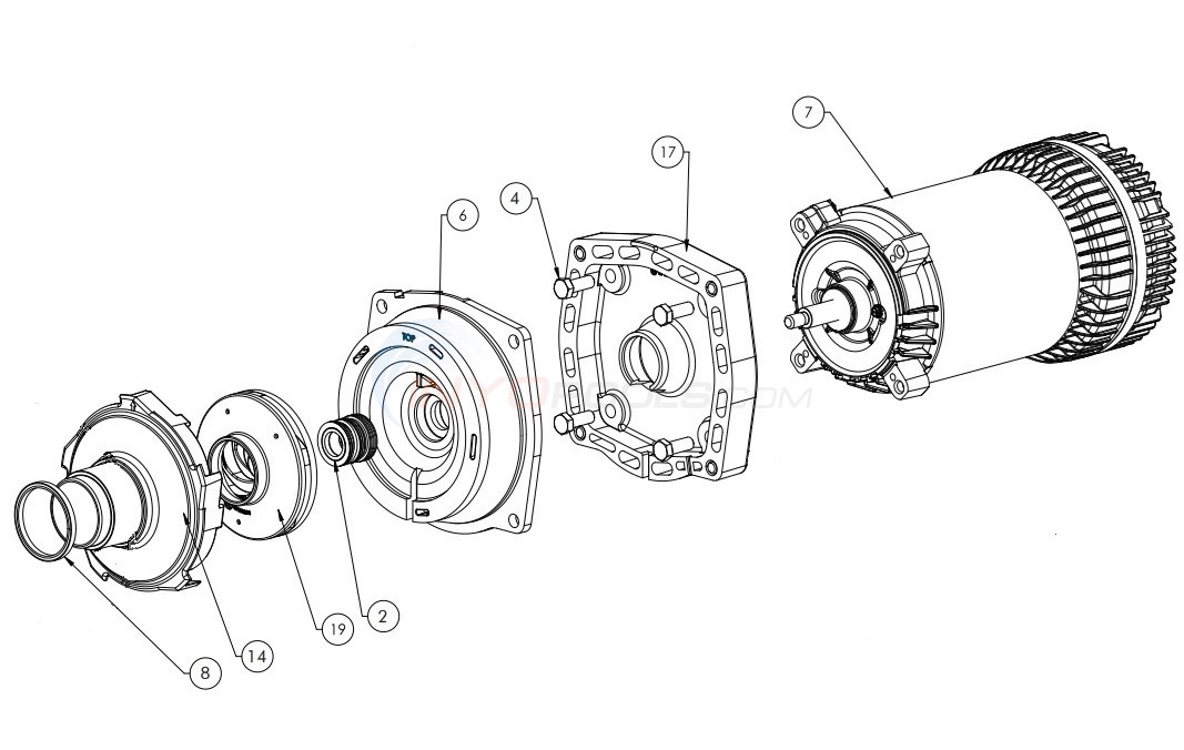 Hayward Super Pump XE 1.65HP Power End - SPX2610X15XEPE - INYOPools.com