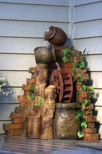 Resin Cascading Jars With Water Wheel Fountain - 39"H - INYOPools.com