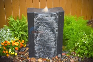 Aquascape Grooved Black Stone Water Fountain - 98549 - INYOPools.com