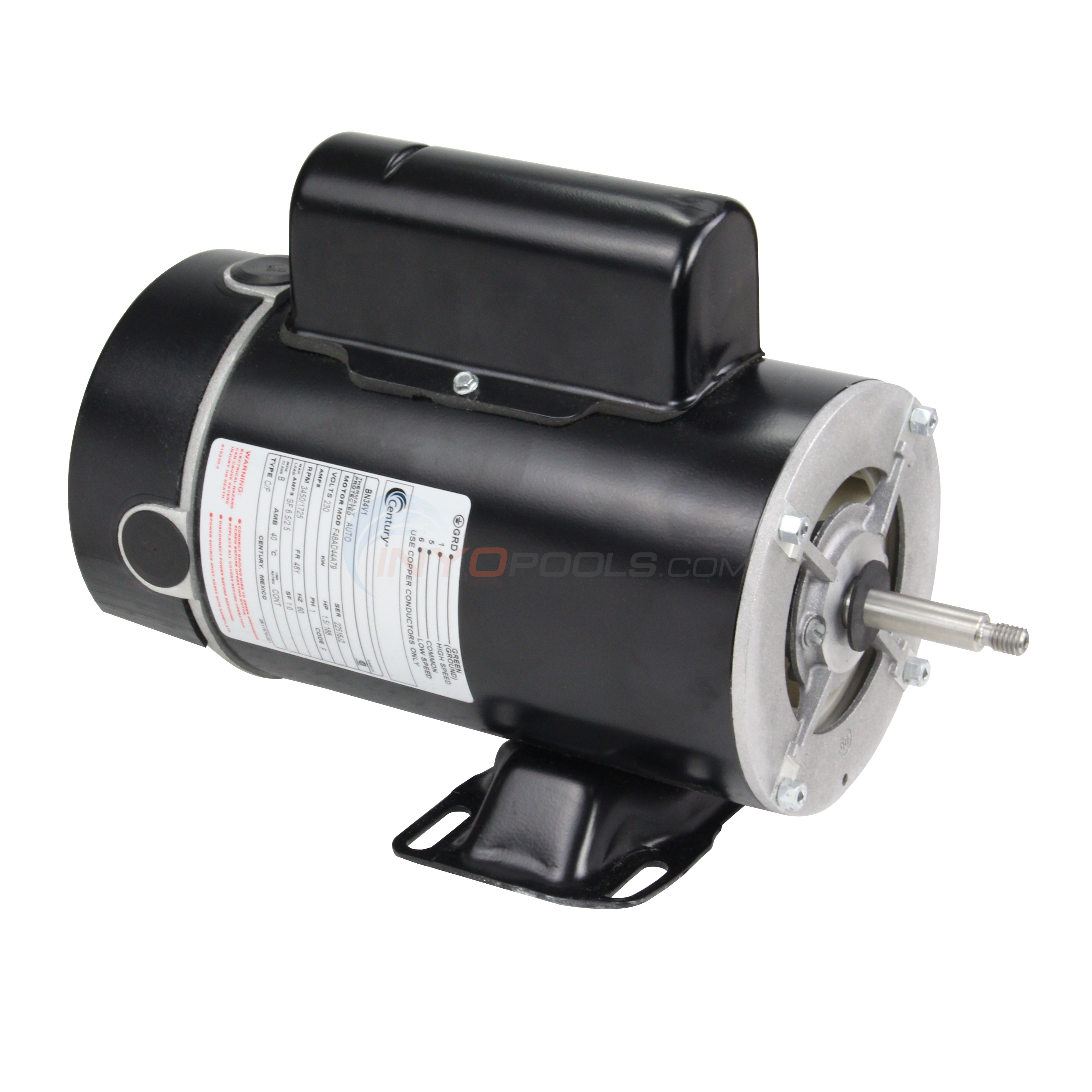 Century (A.O. Smith) 1.5 HP Up Rate Thru Bolt Motor, 48Y Frame, 230 ...