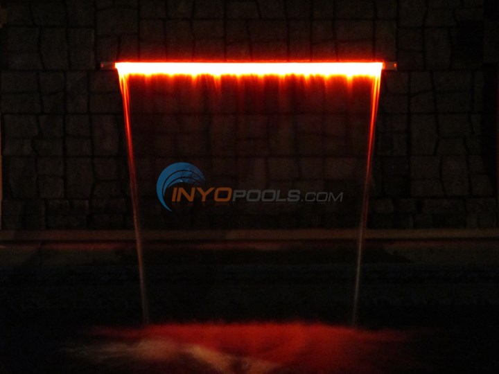 24" LED Pool Waterfall Color Changing w/ 6" lip - Gray - INYOPools.com