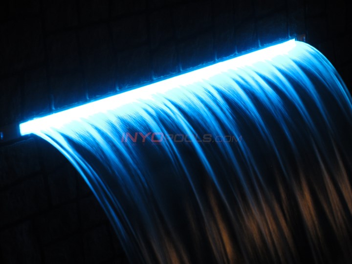 24" LED Pool Waterfall Color Changing w/ 6" lip - Gray - INYOPools.com