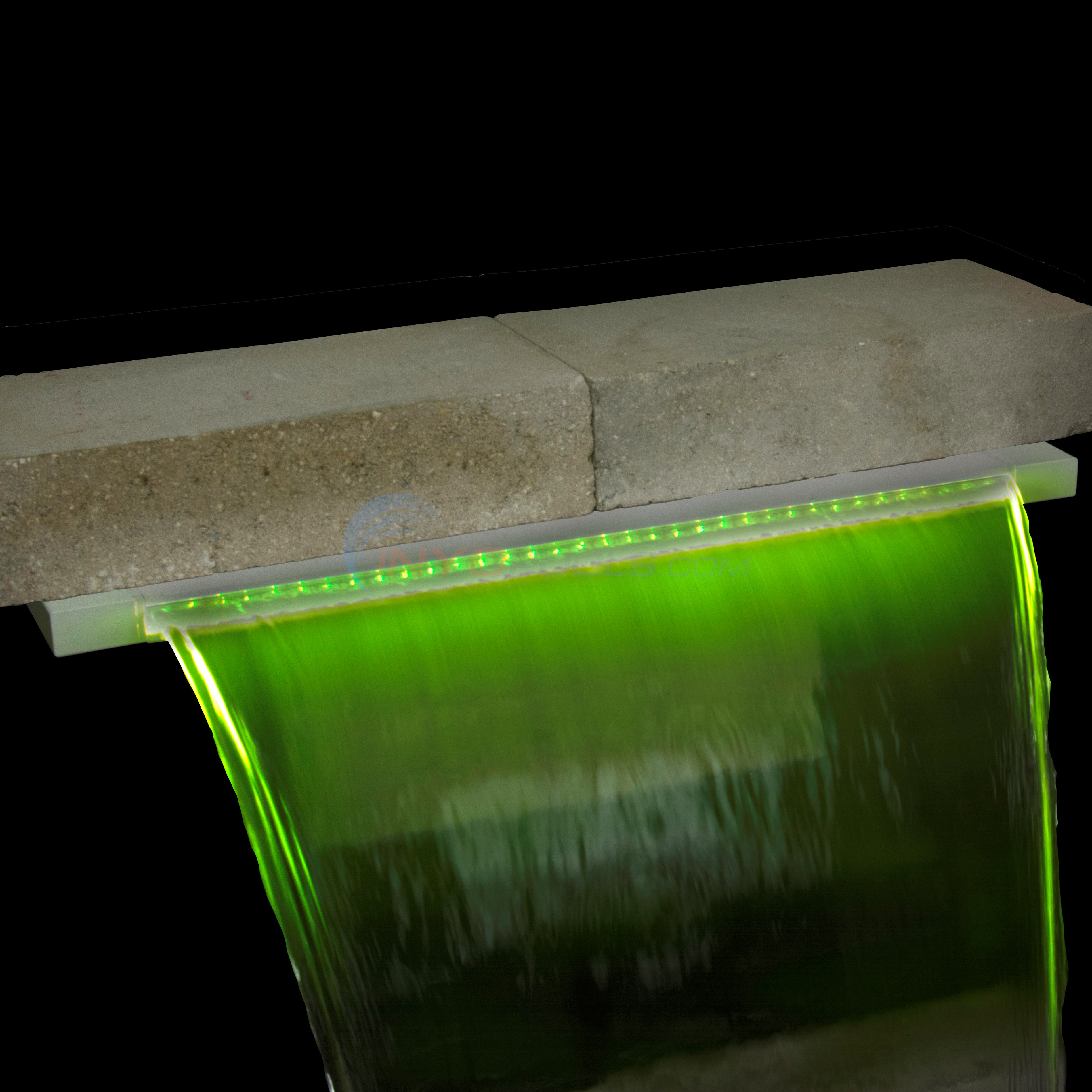 12" LED Pool Waterfall Color Changing w/ 6" lip - White - INYOPools.com