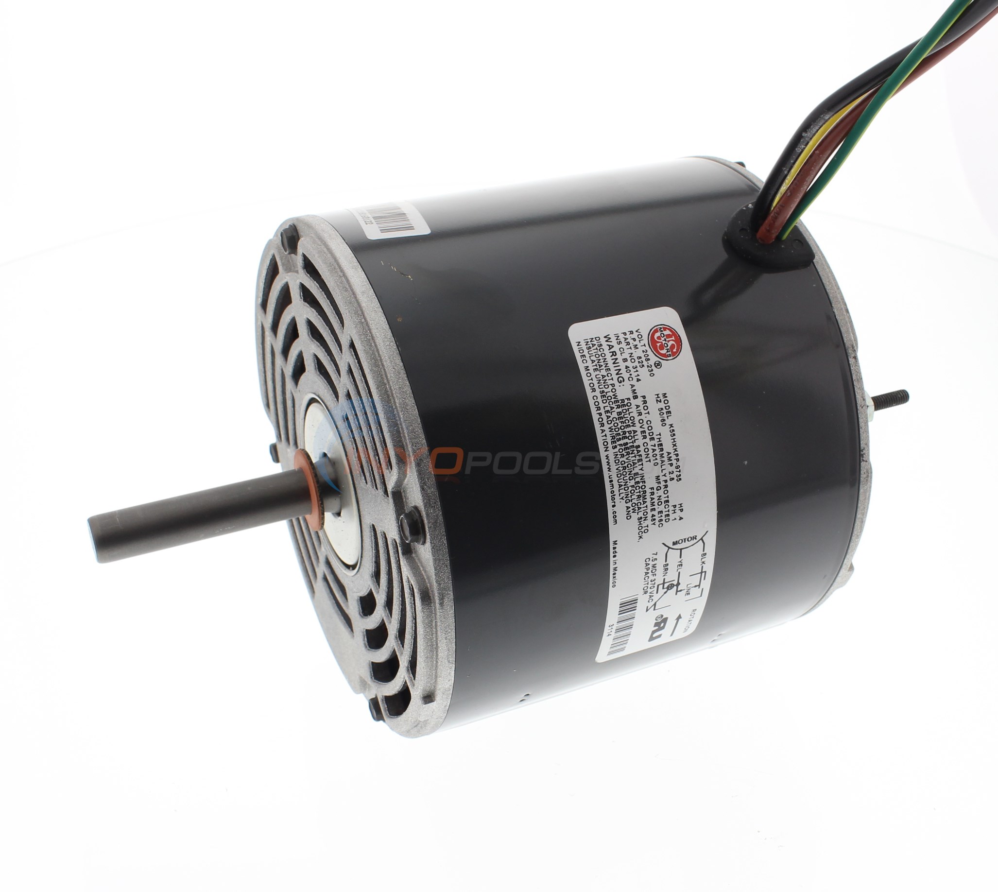 AquaCal FAN MOTOR 1/3 HP 825 RPM 208/230 OEM MOTOR - ECS3114 ...