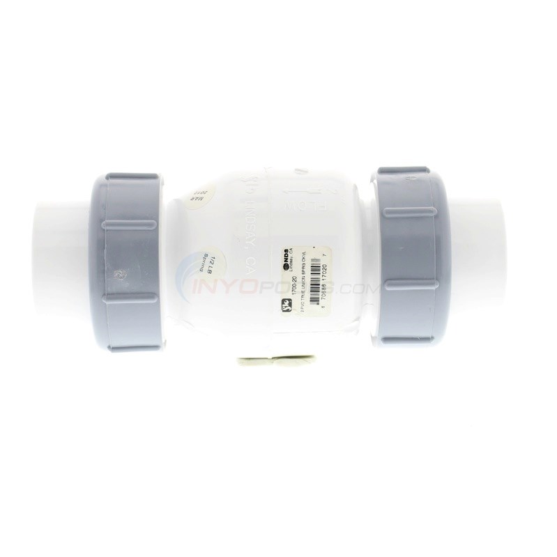 Flo Control White Check Valve 2" - 1/2 lb. w/ Unions - INYOPools.com