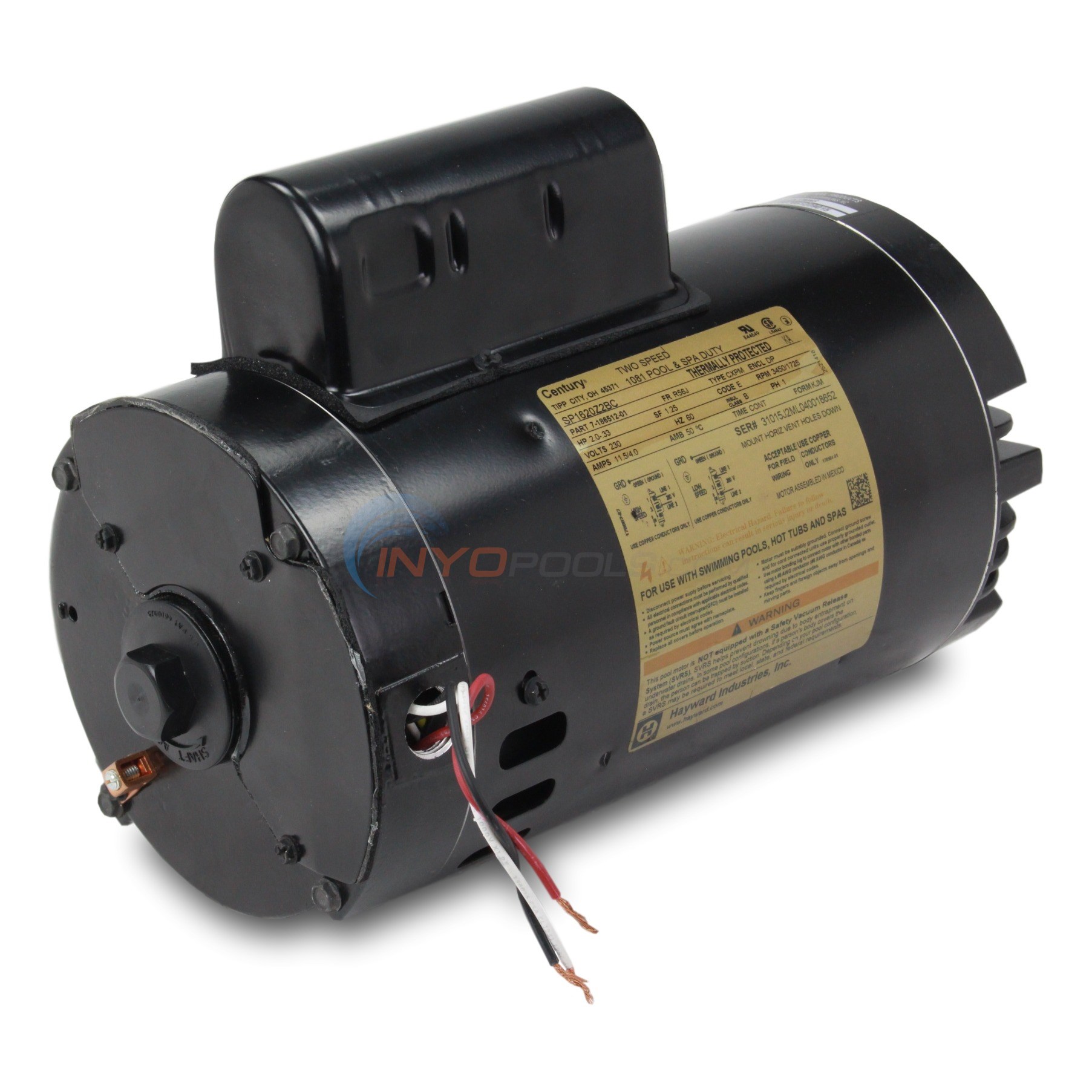 Hayward 2 HP Up Rate Dual Speed NorthStar Replacement Motor ...