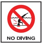 Depth Marker 6" Smooth Tile No Diving w/ Int'l Symbol (Red)-1 Tile ...