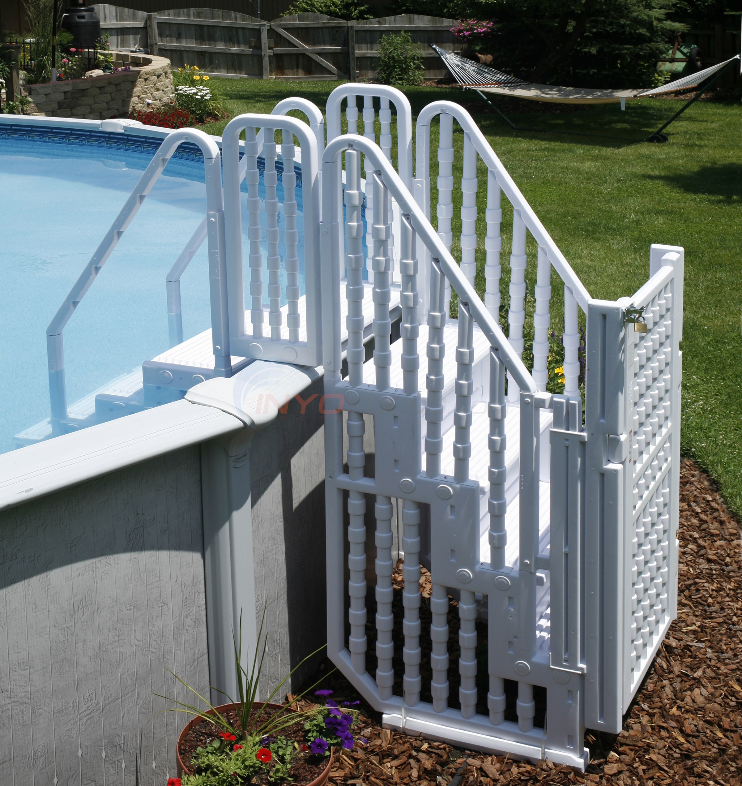 Blue Wave Easy Pool Step Entry System W/ Gate - NE138 - INYOPools.com