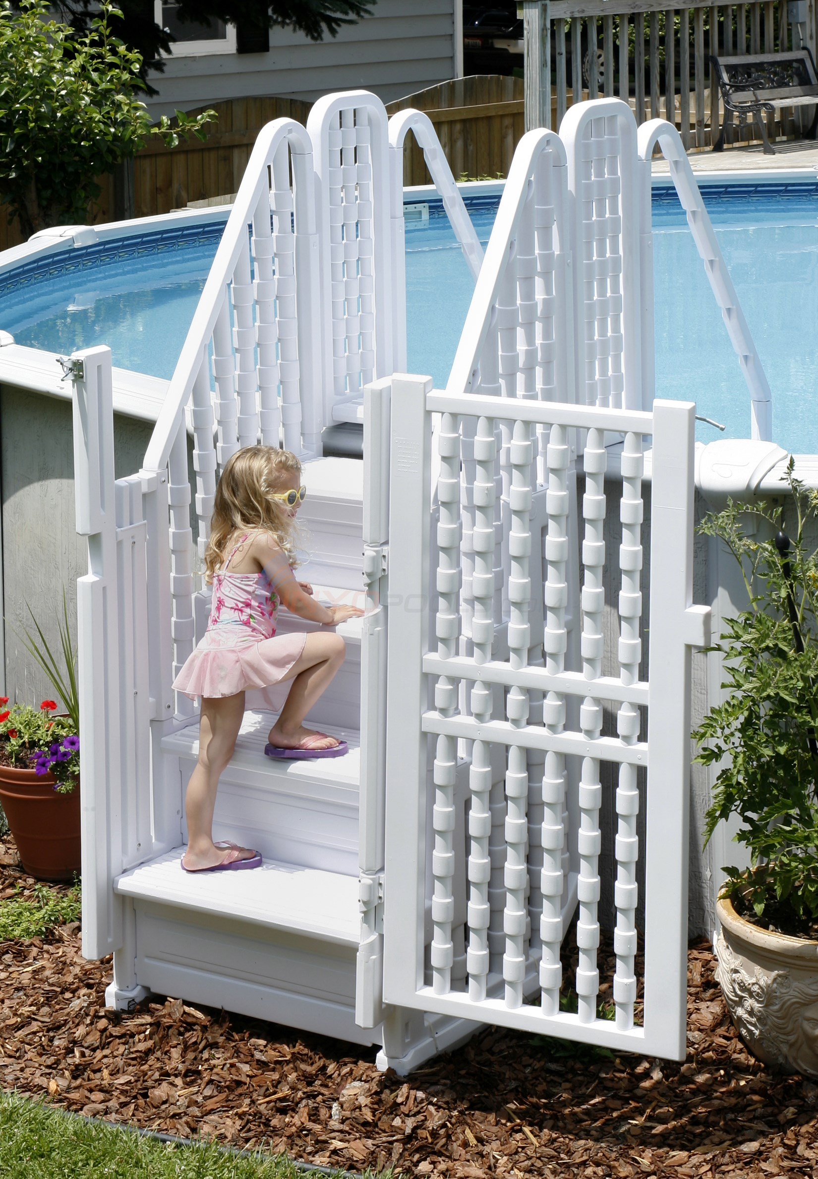 Blue Wave Easy Pool Step Entry System W/ Gate - NE138 - INYOPools.com