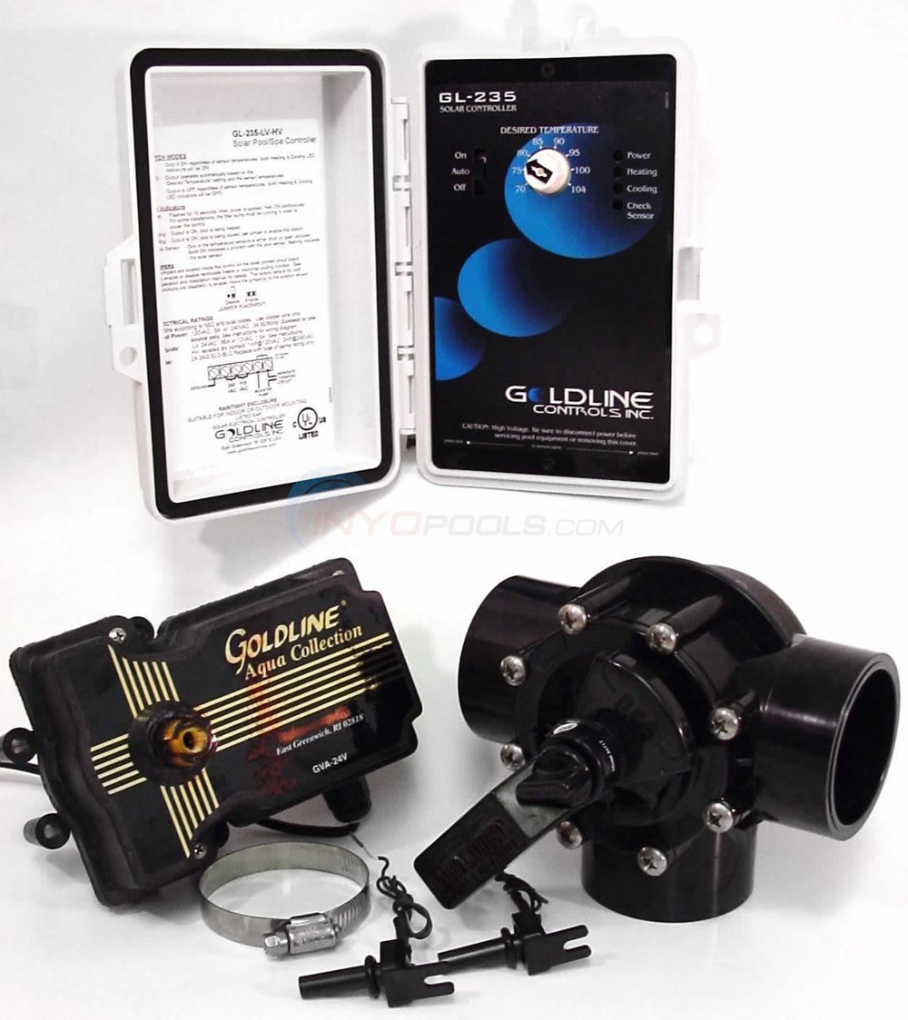 Goldline Controls GL235 Solar Controller w/ Actuator, Valve & Temp ...