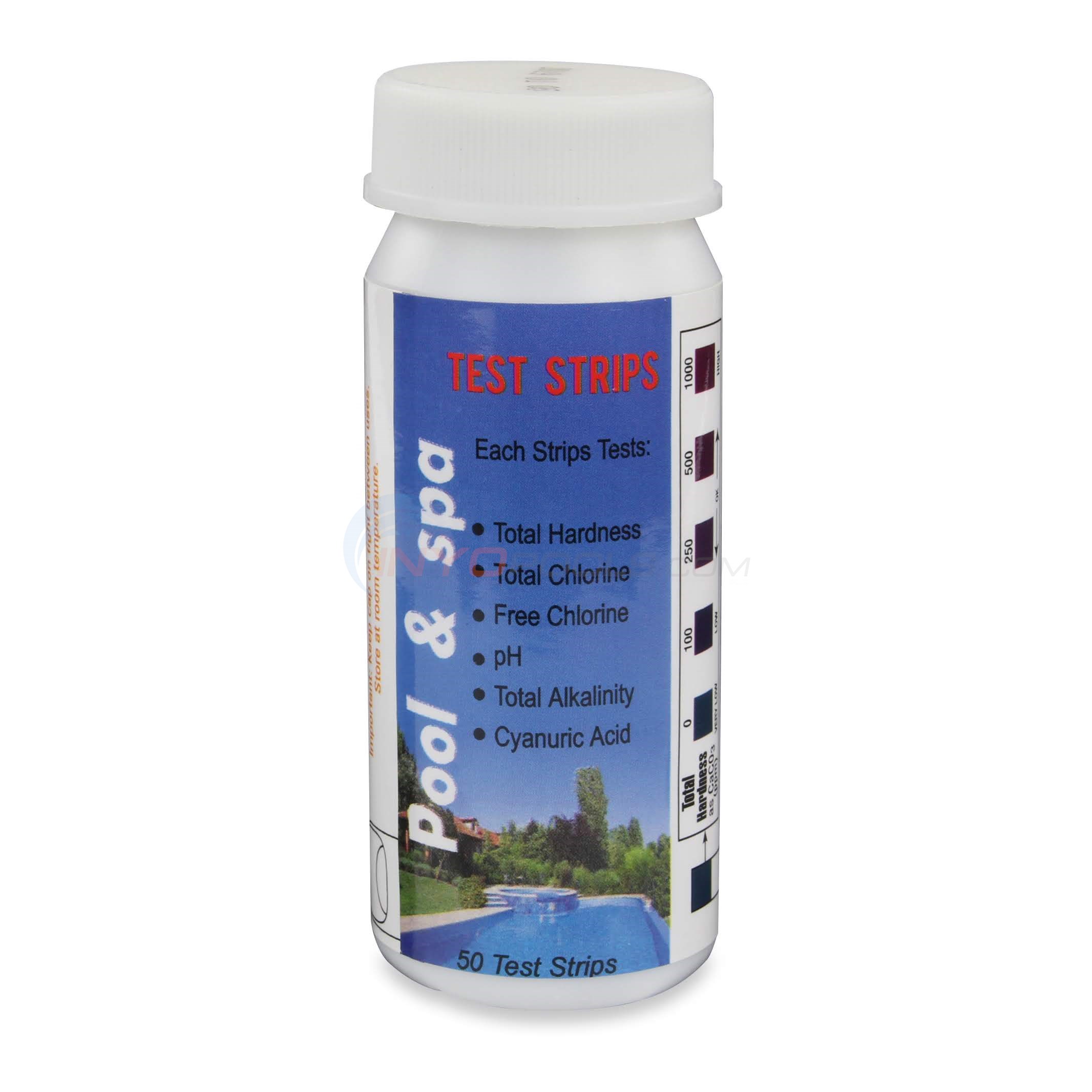 Pool Test Strips 6 Way (CL, pH, CYA, Hardness & Alk) - INYOPools.com