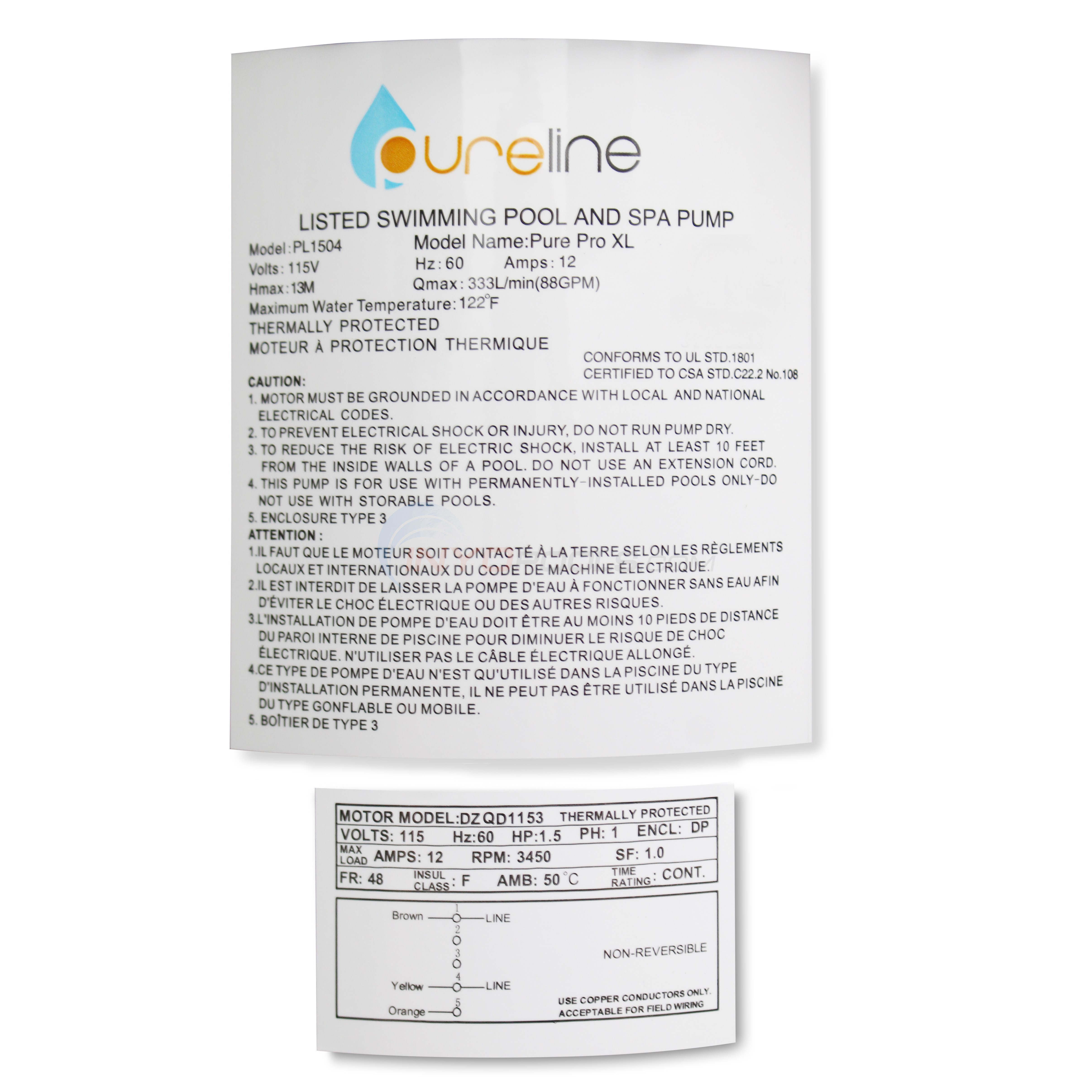 Pureline 1 HP Above Ground Pool Pump Horizontal Discharge CLEARANCE ...