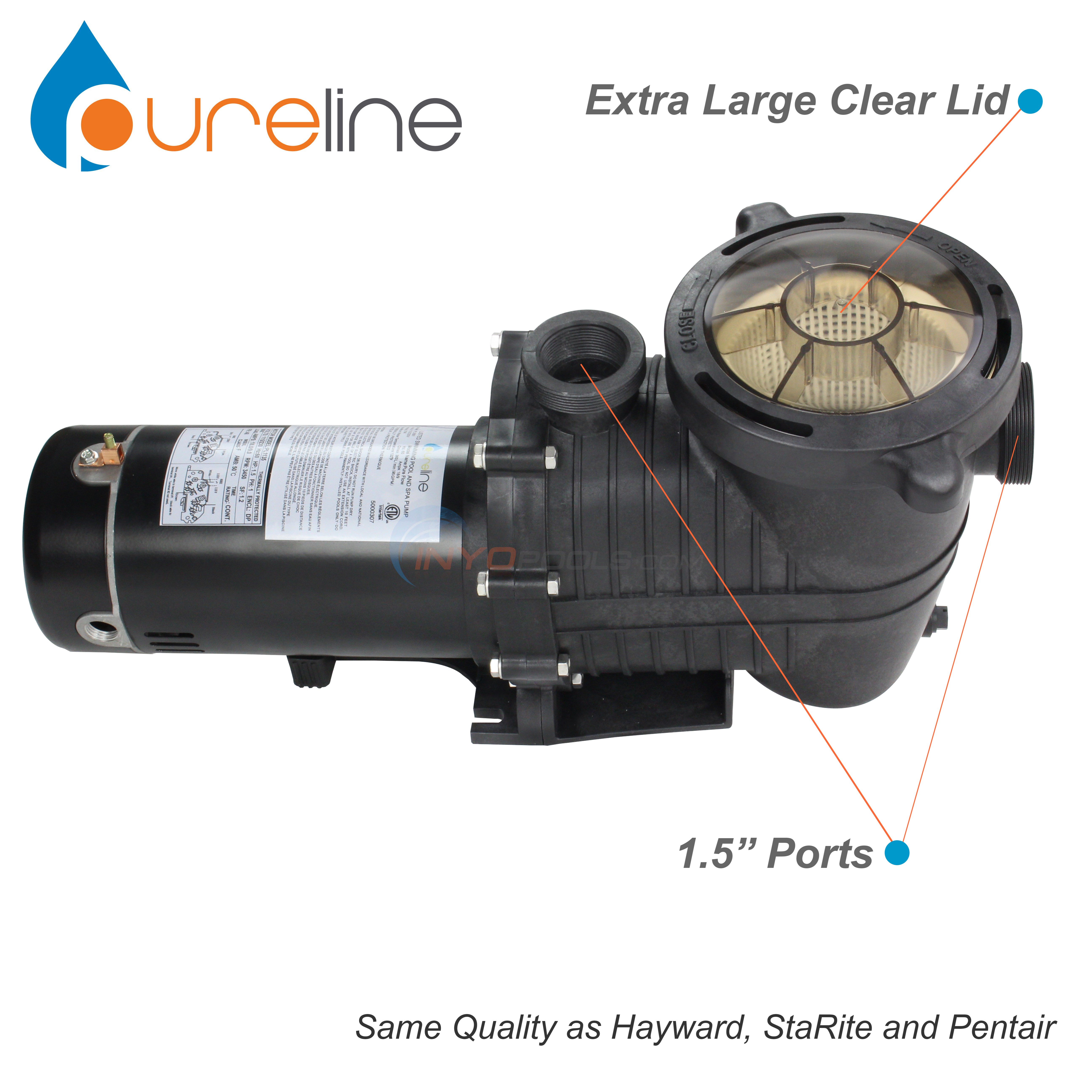 Pureline 1 H.P. In Ground Pool Pump - PL1600 - INYOPools.com