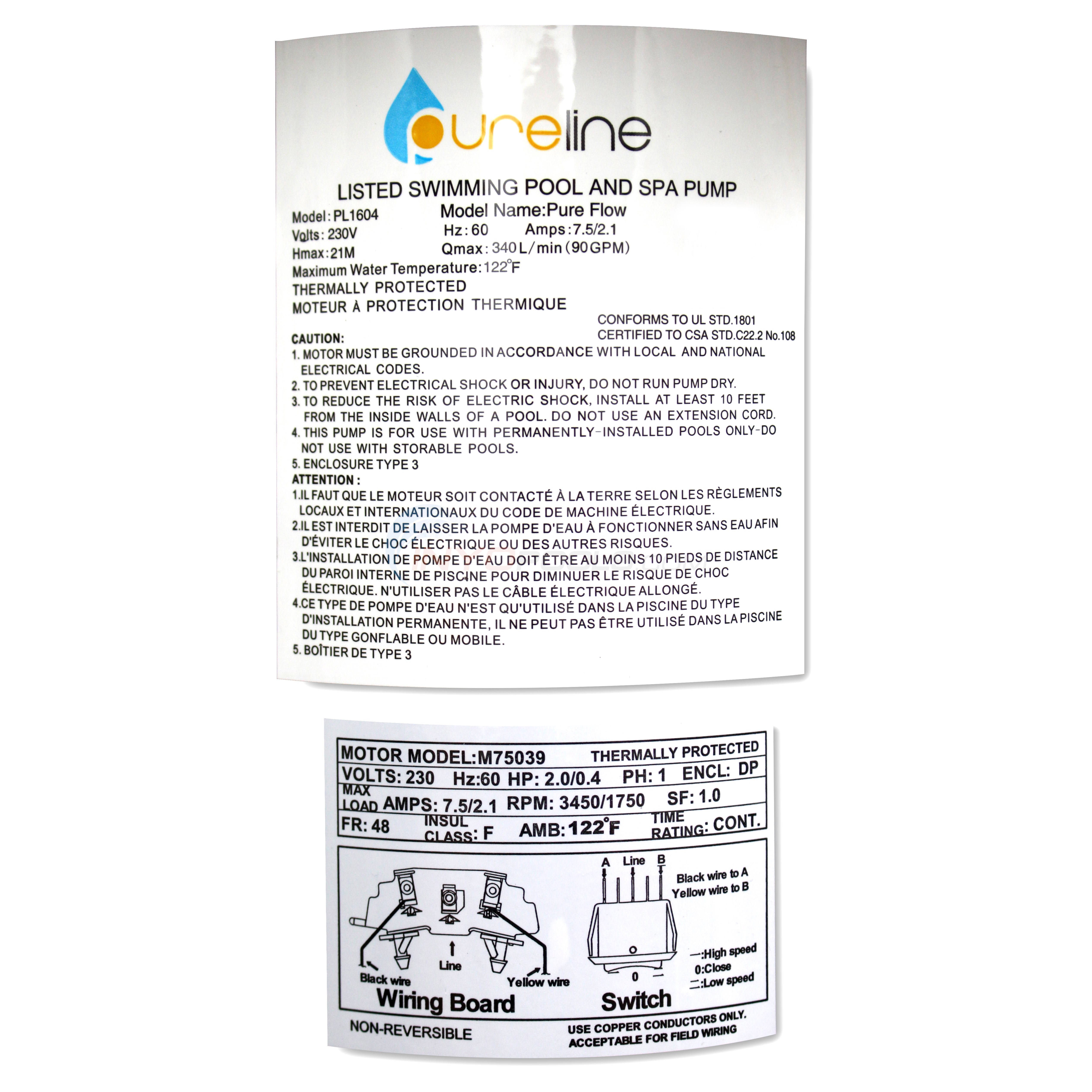 Pureline 1.5 H.P In Ground Pool Pump Dual Speed - PL1604 - INYOPools.com