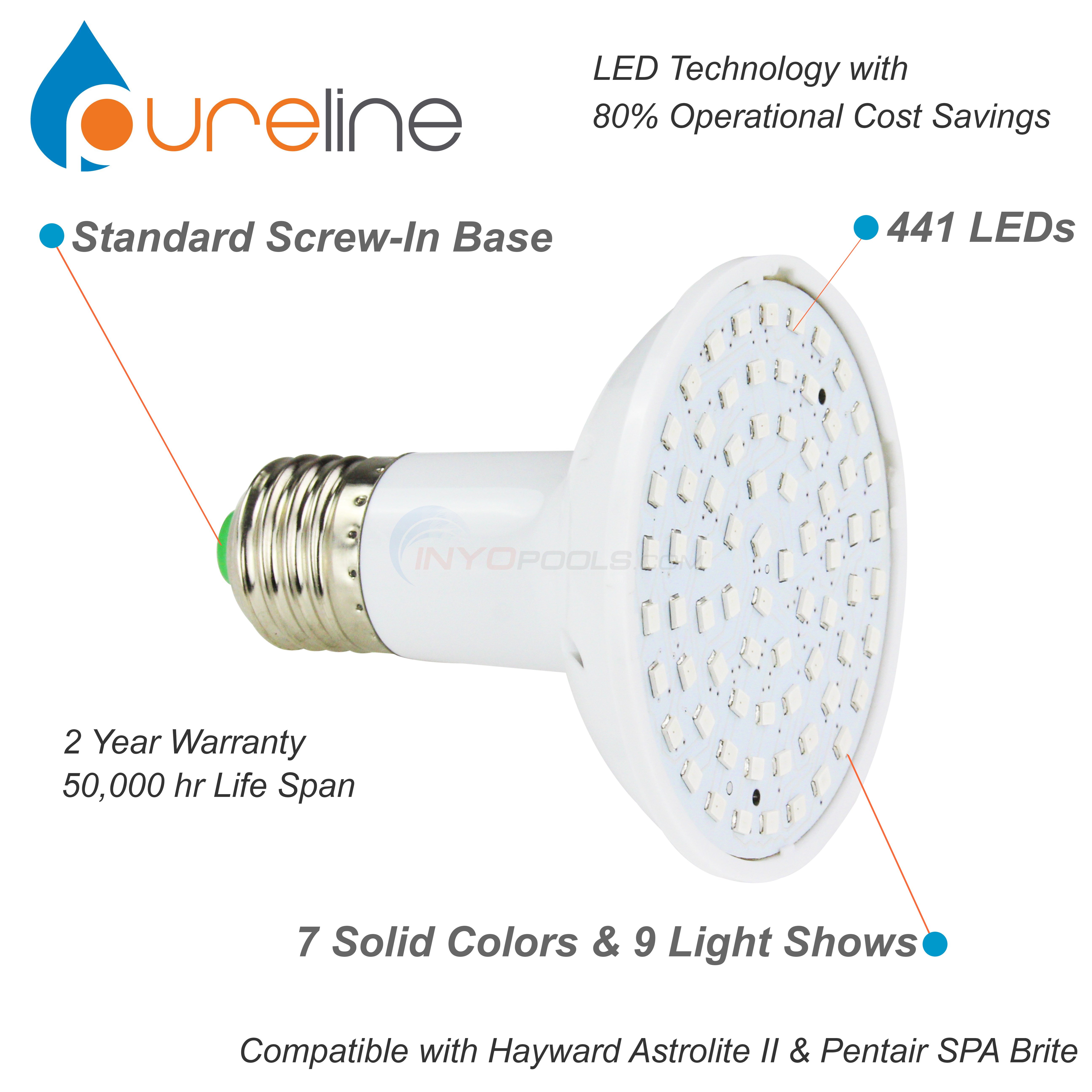 Pureline LED Spa Light Bulb, Color Changing, 120 Volts, 5 Watts ...