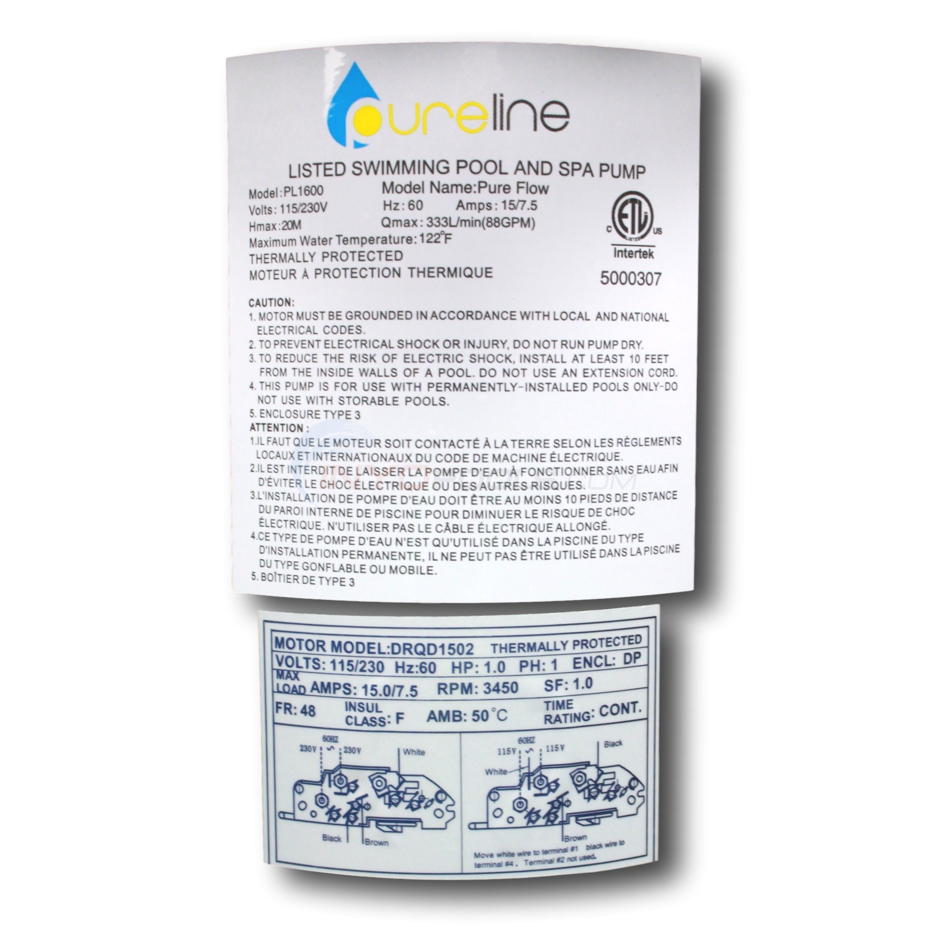 Pureline 1 H.P. In Ground Pool Pump (Out of the Box) - INYOPools.com