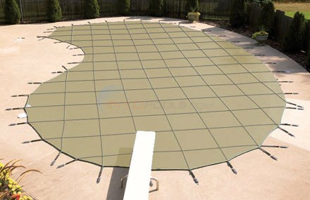 14' x 28' Rectangular Tan Solid Safety Cover 18 Year (2 Years Full ...