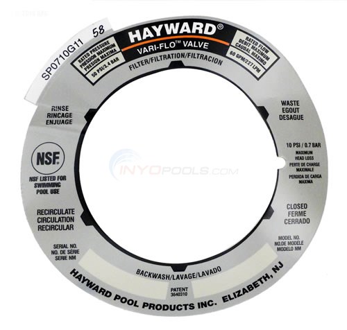Hayward Valve Label (spx0710g) - INYOPools.com