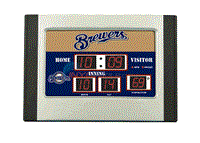 6.5"x9" Scoreboard Desk Clock- Milwalkee Brewers - INYOPools.com