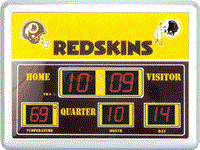 14"x19" ScoreBoard/Clock/Therm-Washington Redskins - INYOPools.com