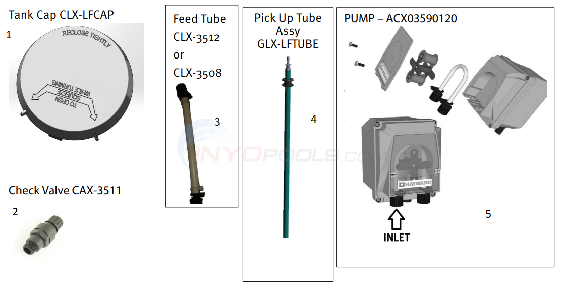 Hayward pH Acid Dispense Feed System Parts AQL-CHEM4-ACID - INYOPools.com