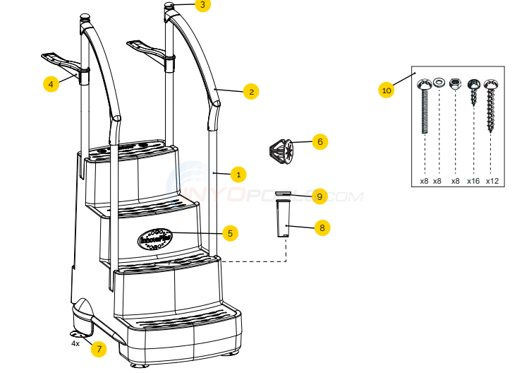 Innovaplas Fiesta PG-1001-S-B Step Parts - INYOPools.com