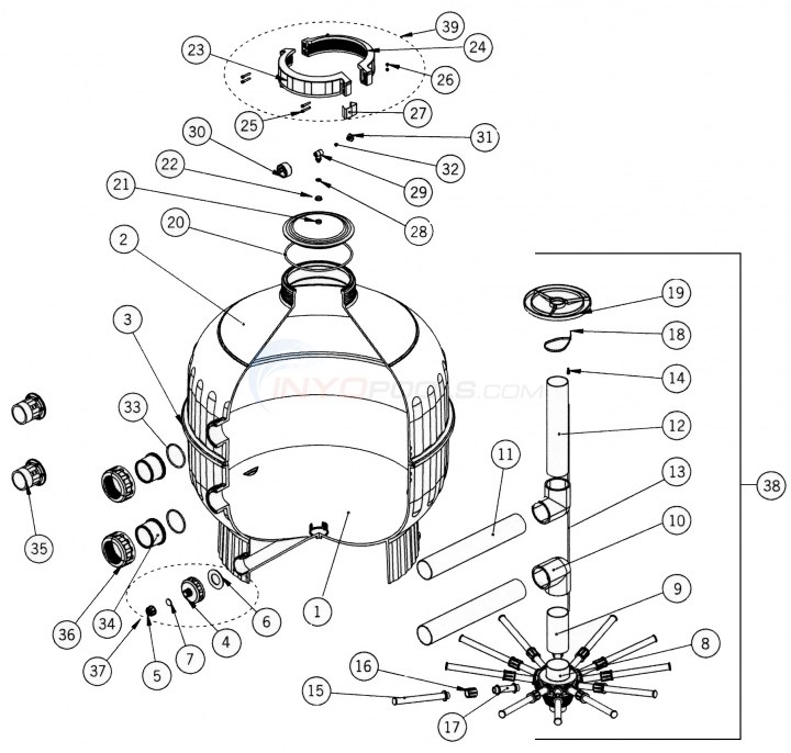 Astral Cantabric Side Mount Sand Filter (36") Parts - INYOPools.com