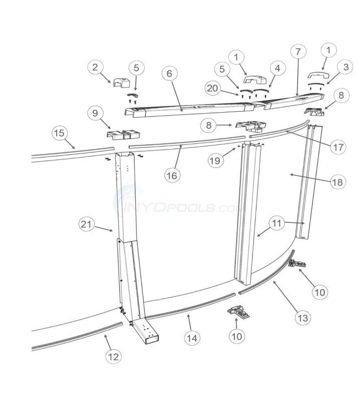 Caspian 15' x 26' Yardmore Oval 54" (Resin Top Rail, Steel Upright ...