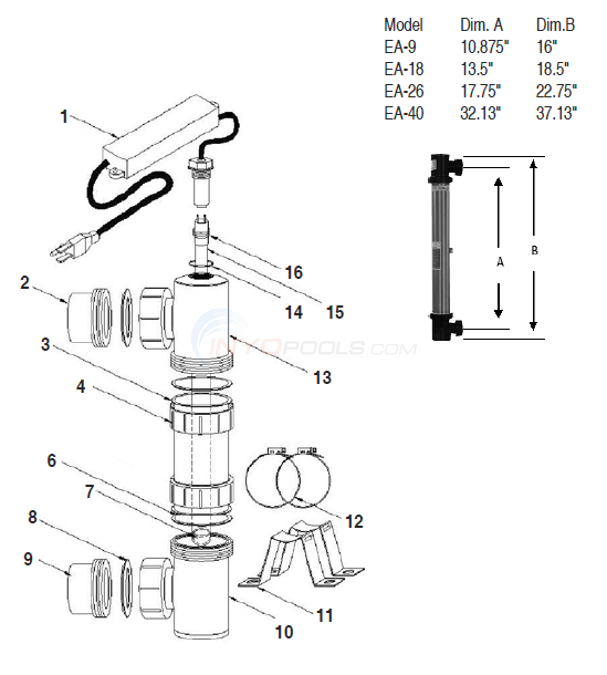 Delta UV Ultraviolet Systems EA Series Parts - INYOPools.com