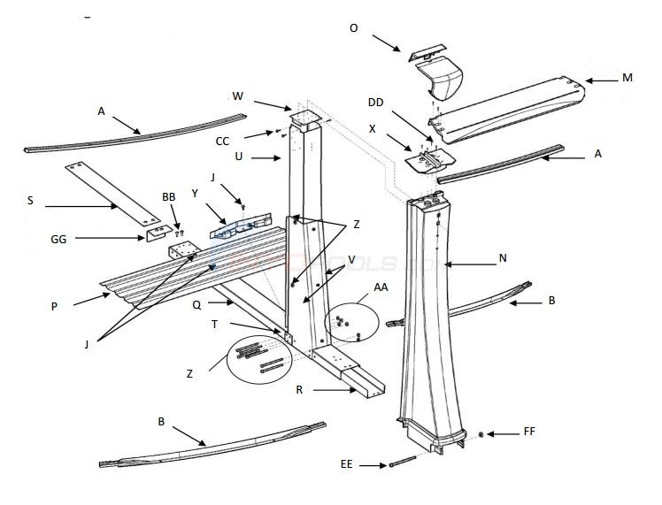 Influence 15x30' Oval 52" Wall (Resin Top Rail, Resin Upright) Parts ...